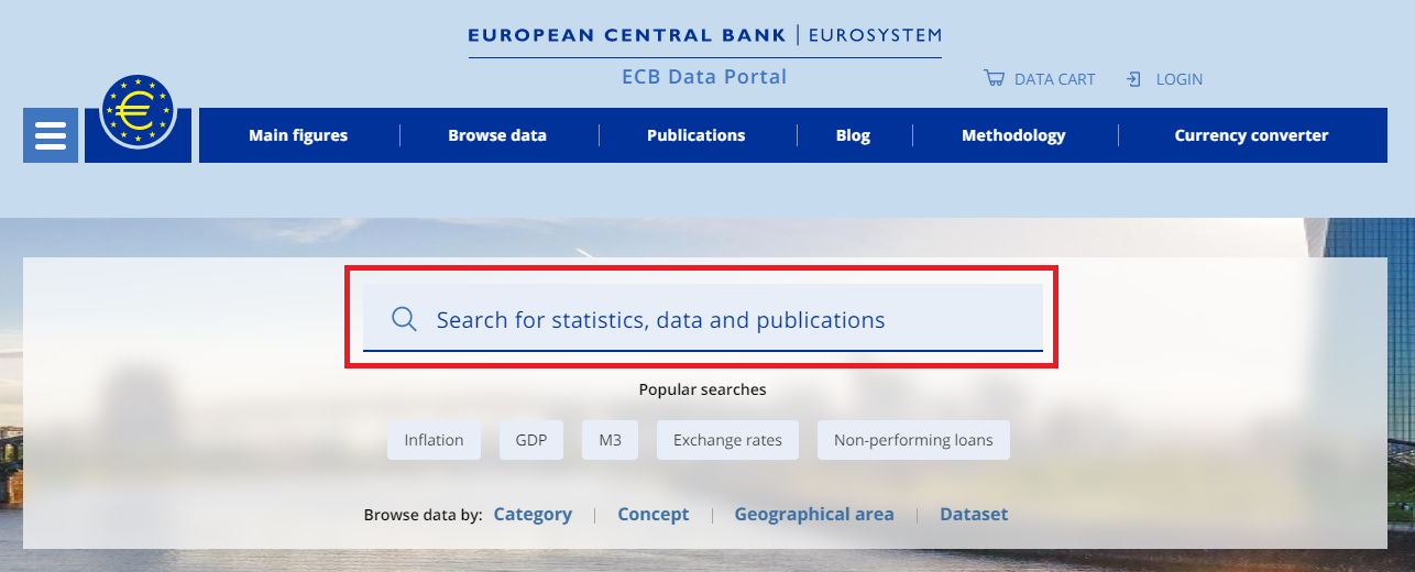 Using the search function | ECB Data Portal