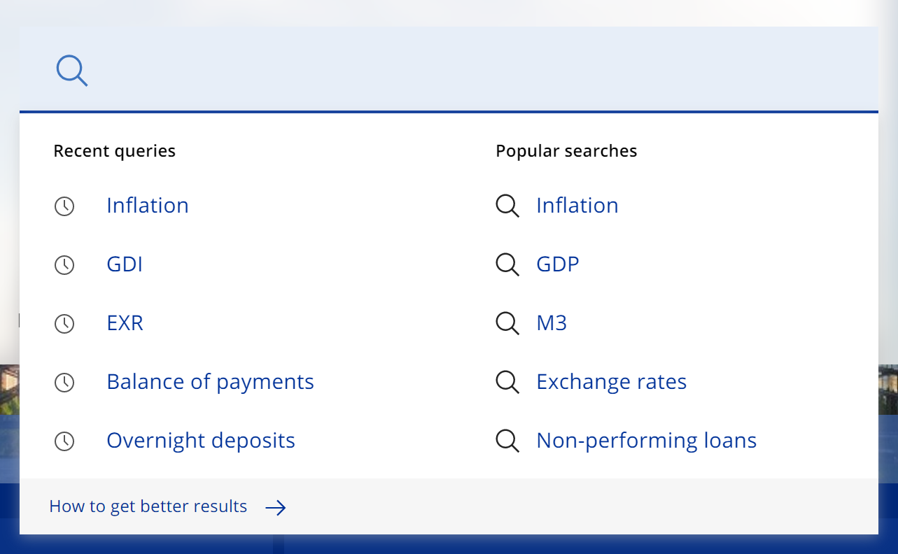 Using the search function | ECB Data Portal